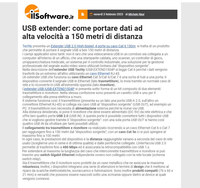 4-port High-Speed USB 2.0 Extender on 150m Cat.6 cable - USB Adapters ...