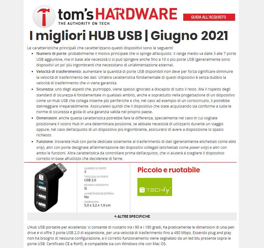 Mini Rotating Hub with 3 USB 2.0 Ports Black - USB Hub - USB ...